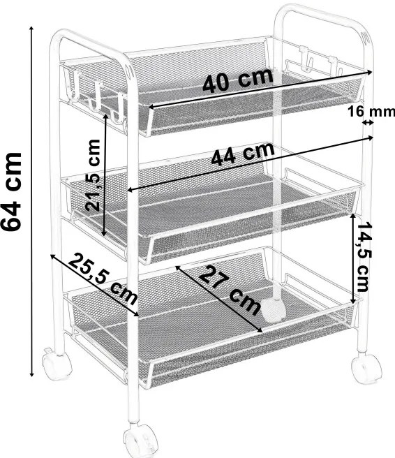 Pojízdný regál HALSEN černý