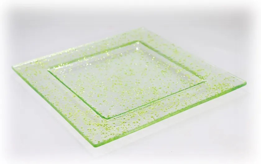 BDK-GLASS Skleněný talíř FULL DROP 25x25cm - světle žlutý