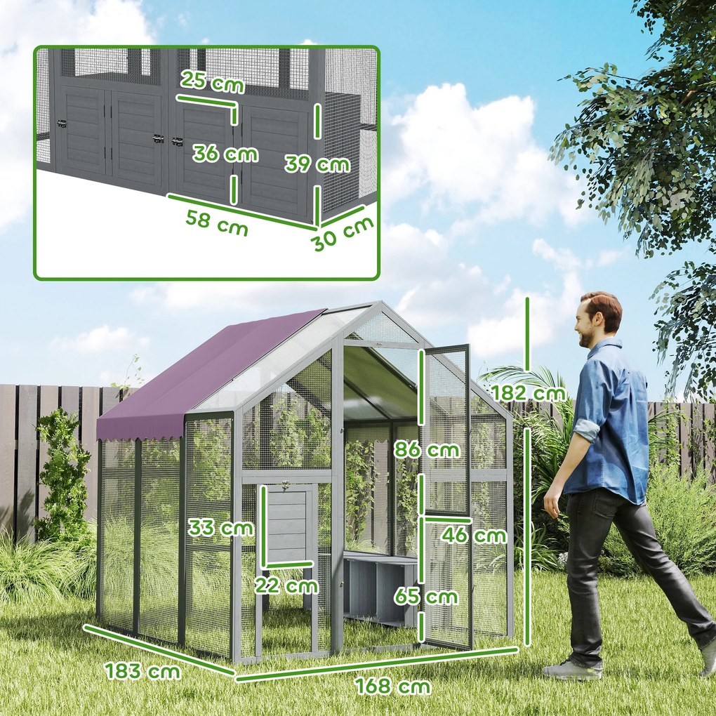 Výběh pro kuřata, kurník s vodotěsnou střechou, 2 hnízdní boxy, 2 hnízda, pro 6-8 kuřat, cca 1,7 x 1,8 x 1,8 m