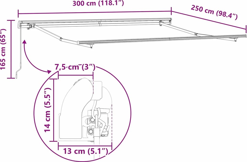 vidaXL Markýza Světle šedá 300 x 250 x 165 cm Polyester [3330087]