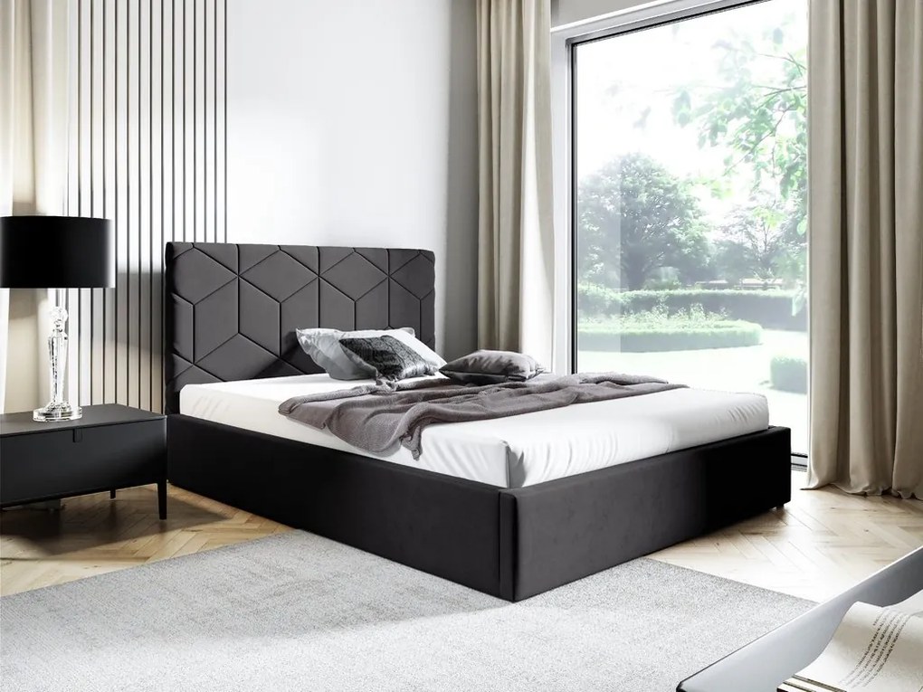 Eka Čalouněná postel BOX 180x200 cm Barva látky Trinity: Zelená (Trinity 2327), Úložný prostor: Bez úložného prostoru