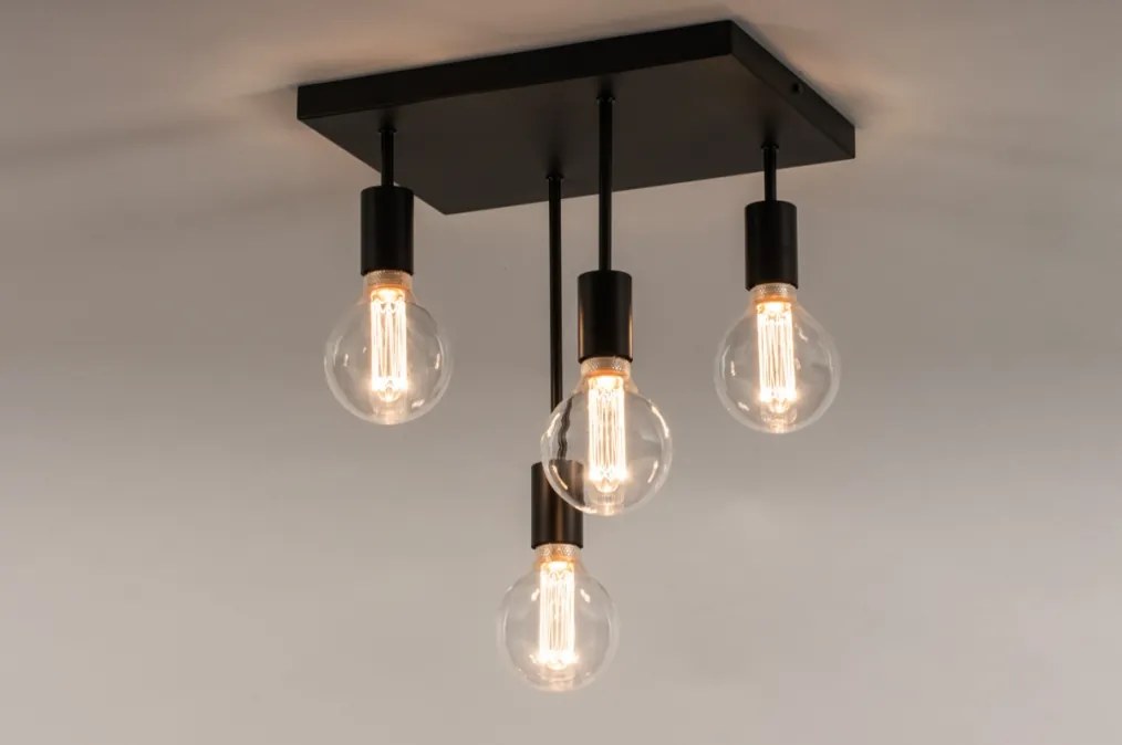 Stropní černé svítidlo do obýváku Flexform Quadro Bulb Accapulco
