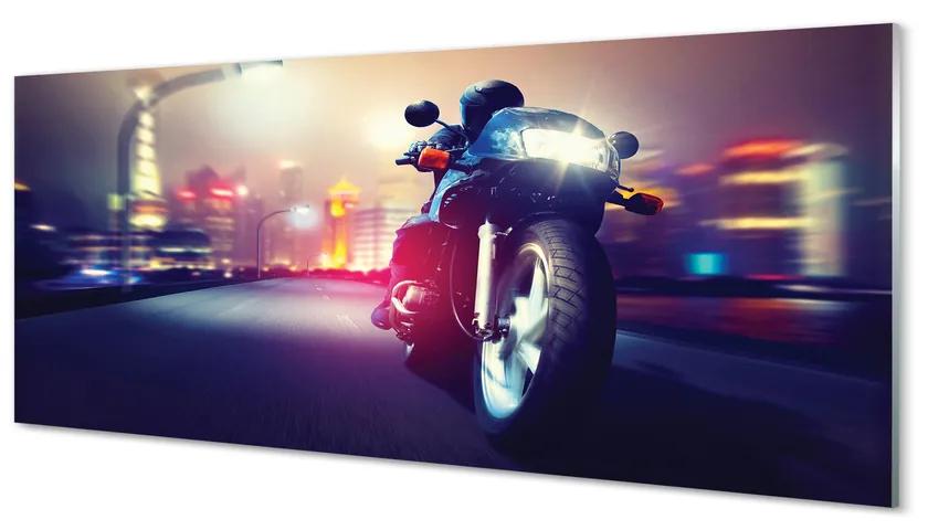 akrylový obraz Motocykl sky city 120x60 cm