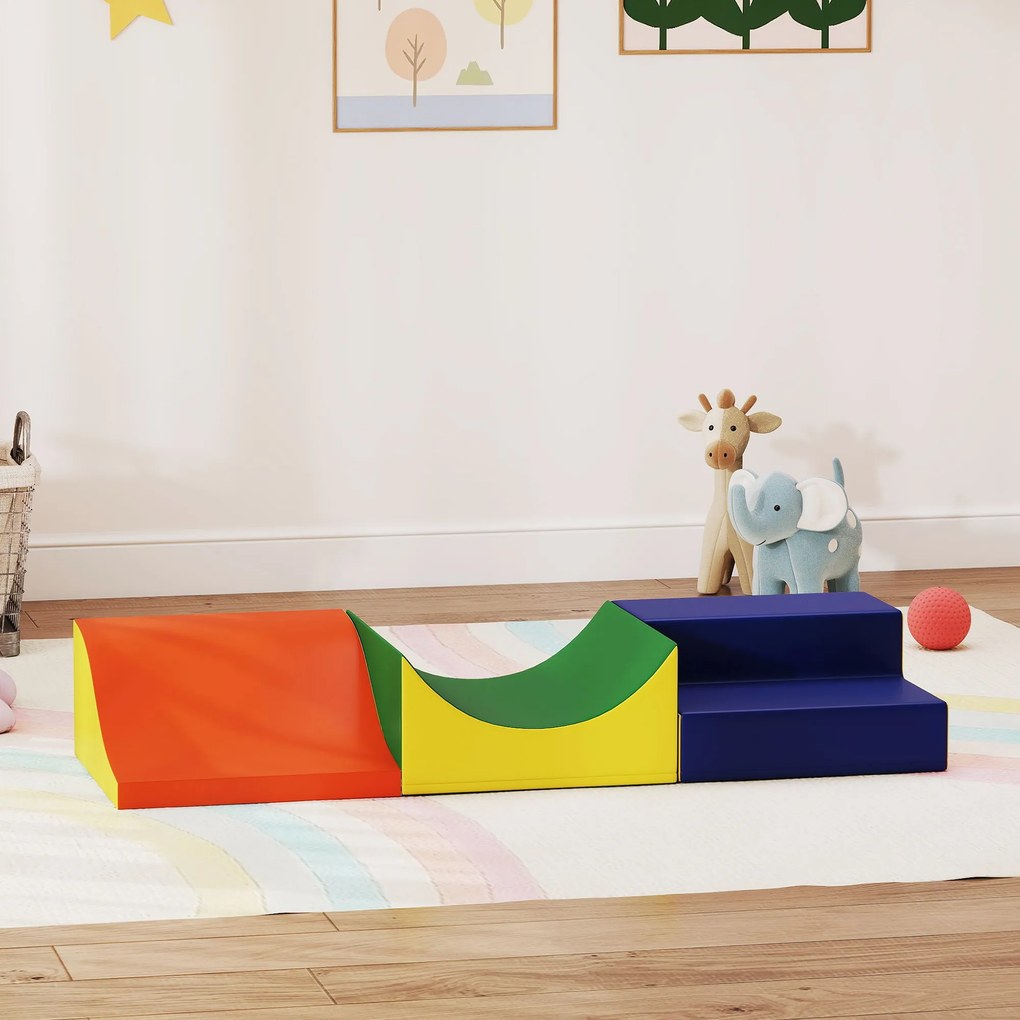 AIYAPLAY 3dílná sada na lezení a prolézání pro batolata, imitace kůže, pěna, žlutá barva