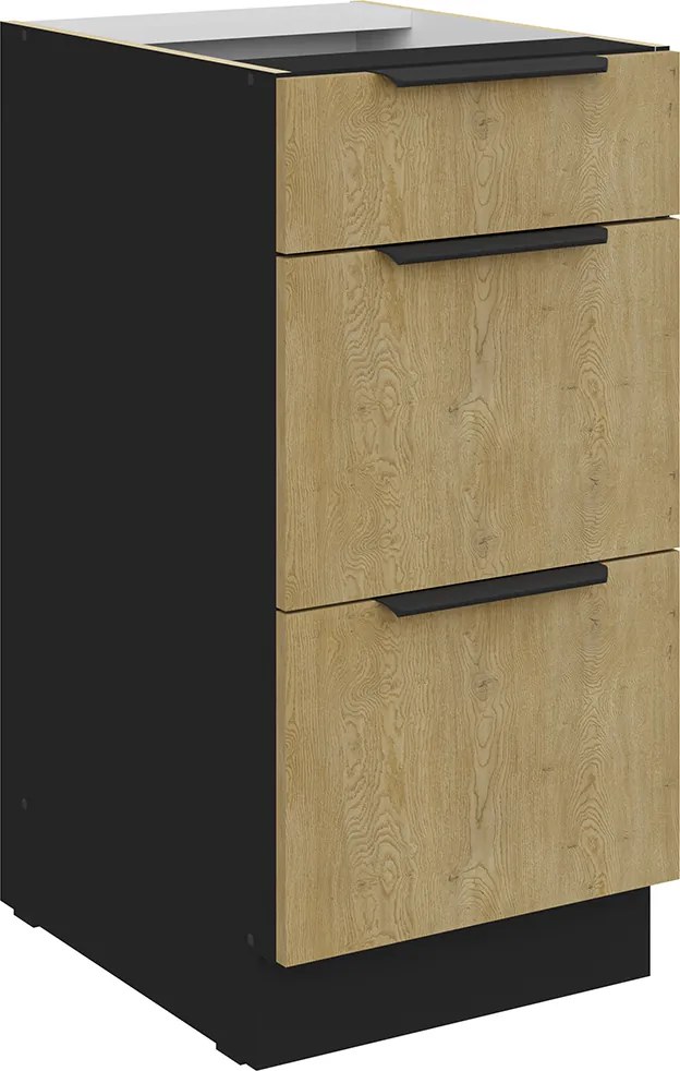 CREMONA cc | dolní skříňka 40 D 3S zásuvková | 40 cm | PREMIUM BOX | černá/cremona