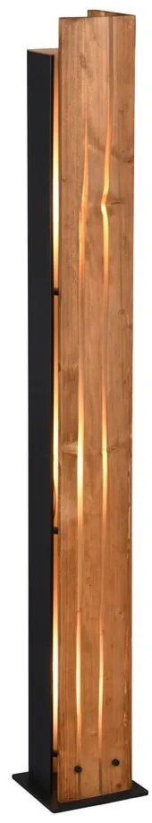 Stojací lampa v černo-přírodní barvě s dřevěným stínidlem (výška 121 cm) Karuni – Trio