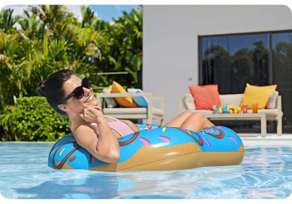 Nafukovací modrý plážový kruh Donut 107 cm pro plavání BESTWAY