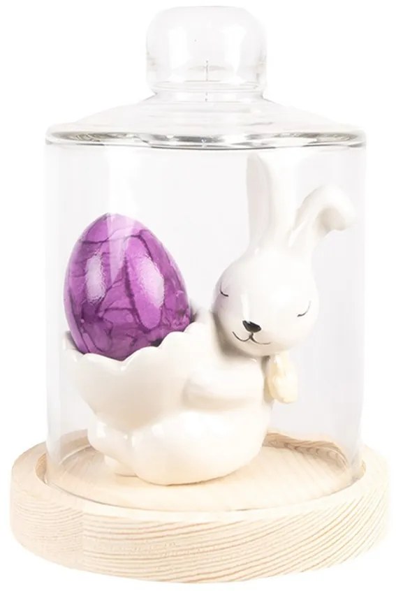 Přírodní dřevěný podnos se skleněným poklopem - Ø 13*18 cm