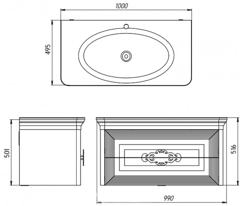 Lavedo Treviso White 100 koupelnová skříňka s umyvadlem