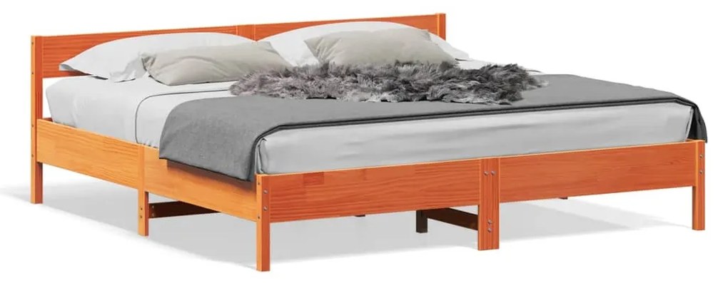Rám postele s čelem voskově hnědý 200x200 cm masivní borovice,  3216211