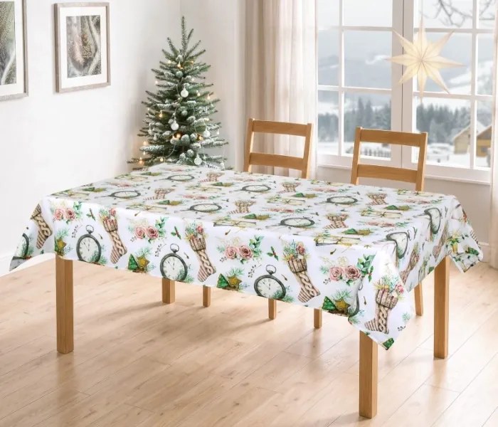 Bellatex Ubrus VÁNOCE 70x70 cm Vánoce čas Bílá,Zelená