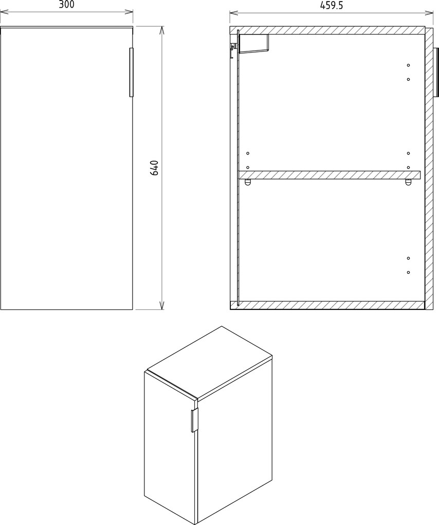 Sapho CIRASA skříňka spodní dvířková 30 x 64 x 46 cm pravá/levá dub alabama CR301-2222