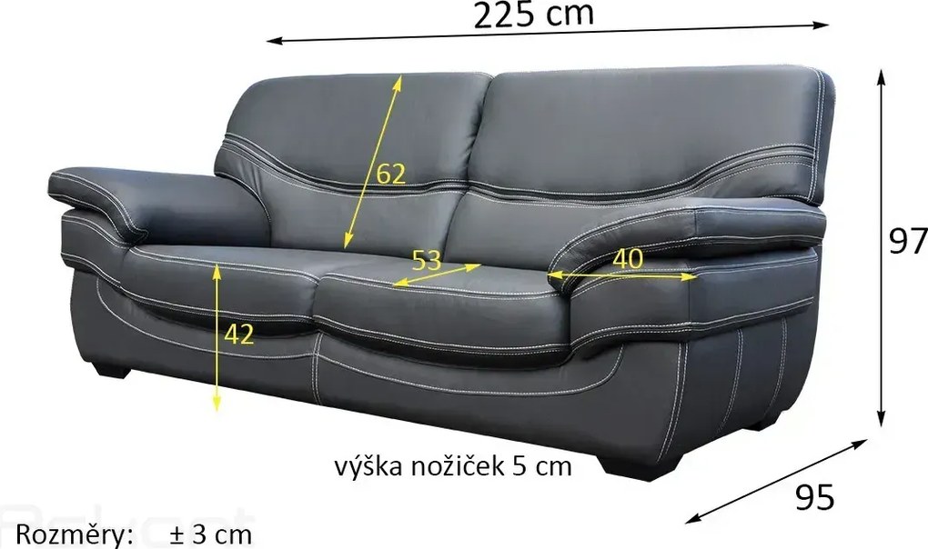 ASKONT Genua Kožená pohovka 3M S rozkládáním / bez rozkládání
