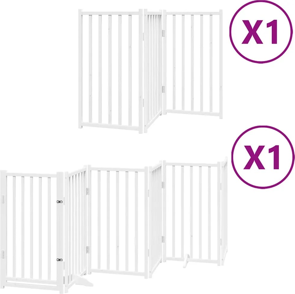 Zábrana pro psy s dvířky skládací 9 panelů bílá 450 cm topol 3155706