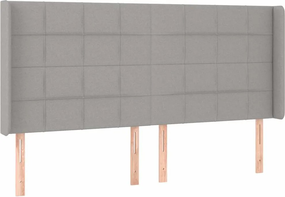 Čelo postele typu ušák světle šedé 183x16x118/128 cm textil 3119594
