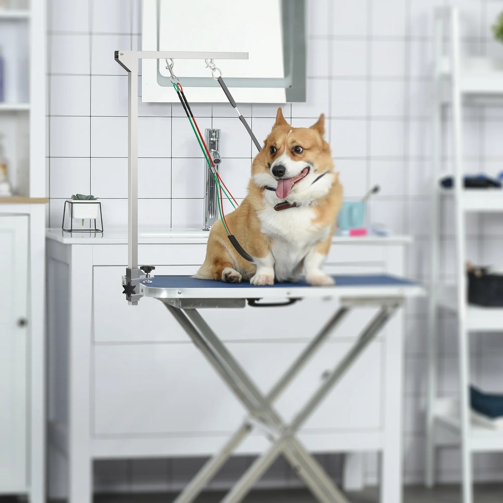 PawHut Pet Grooming Arm Skládací pečovatelské rameno se svorkou, nastavitelné pečovatelské rameno pro psy s držákem na hrb, pro střední psy