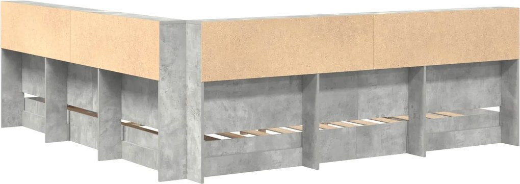 Knihovna postel Betonová šedá 180 x 200 cm Kompozitní dřevo 3335746