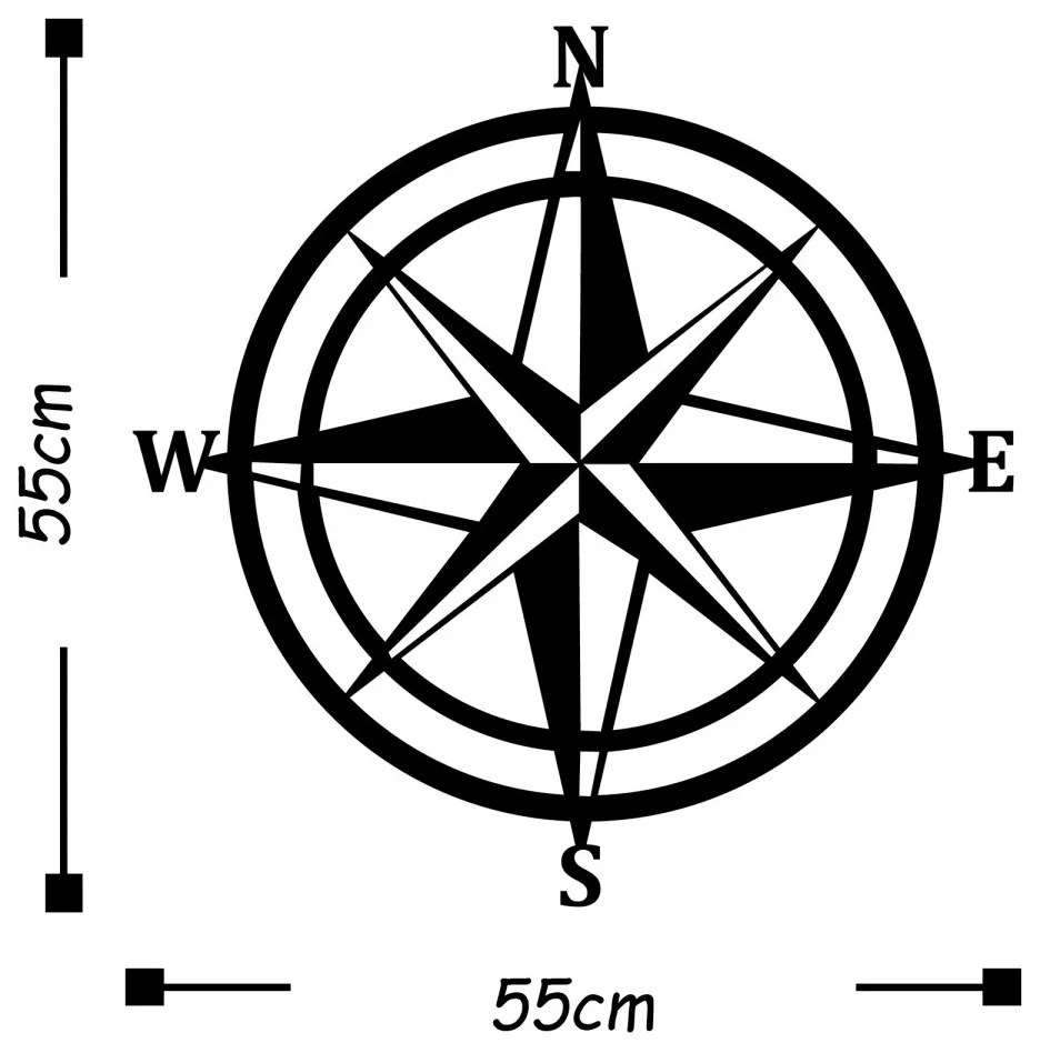 Nástěnná kovová dekorace COMPASS černá