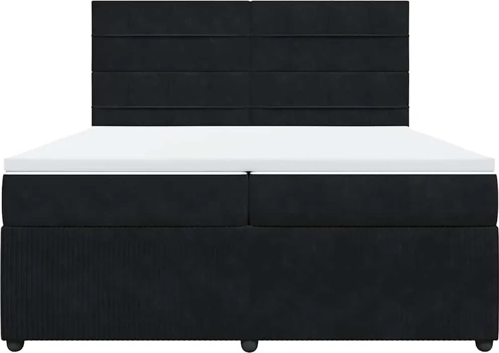 Box spring postel s matrací černá 200x200 cm samet 3292432