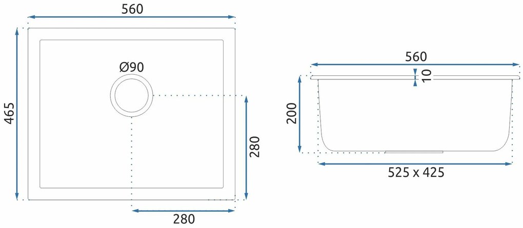 Granitový kuchyňský dřez REA NELS černý kropenatý