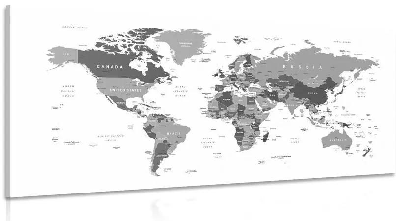 Obraz mapa světa s černobílým nádechem Varianta: 100x50