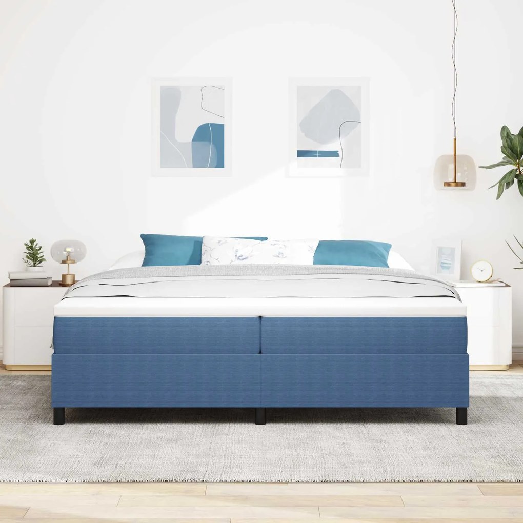 Rám platformy Modrá 200 x 200 cm Žebrovaná látka 3337430
