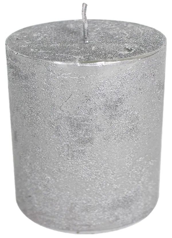 Stříbrná nevonná svíčka XL válec - Ø 10*15cm