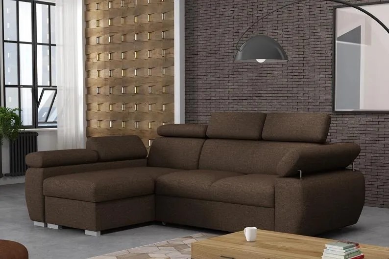 DABEK MEBLE SEATTLE rozkládací sedací souprava s úložným prostorem hnědá 255 x 85 - 100 x 170 cm