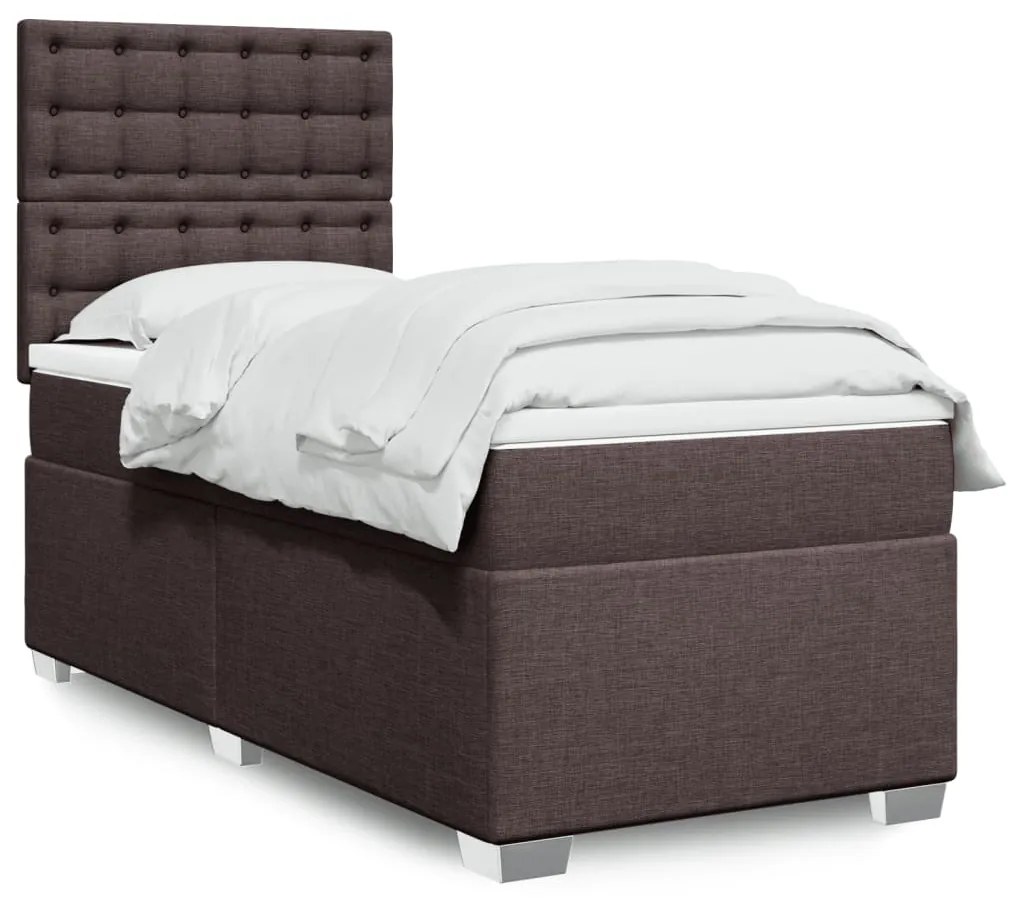 Box spring postel s matrací tmavě hnědá 90x200 cm textil 3290388