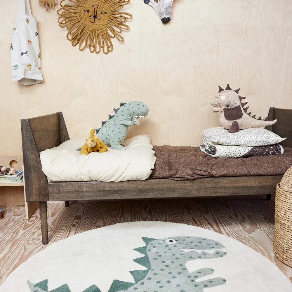 Zelený ručně tkaný dětský koberec s příměsí vlny ø120 cm Theo DIno – OYOY Mini