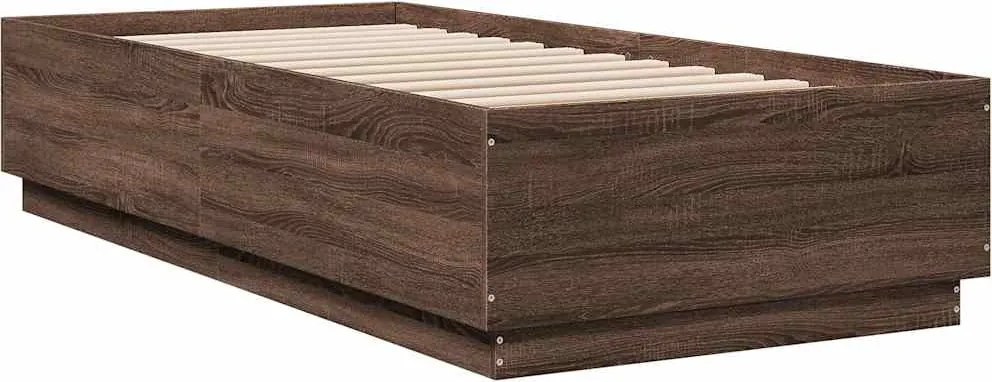 Rám postele hnědý dub 100 x 200 cm kompozitní dřevo 3209722