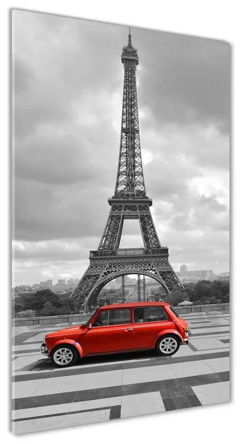 Wallmuralia Fotoobraz na skle Eiffelová věž auto 60x120 cm
