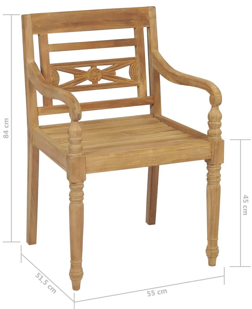 Židle Batavia 2 ks s šedými poduškami masivní teakové dřevo,  3062128