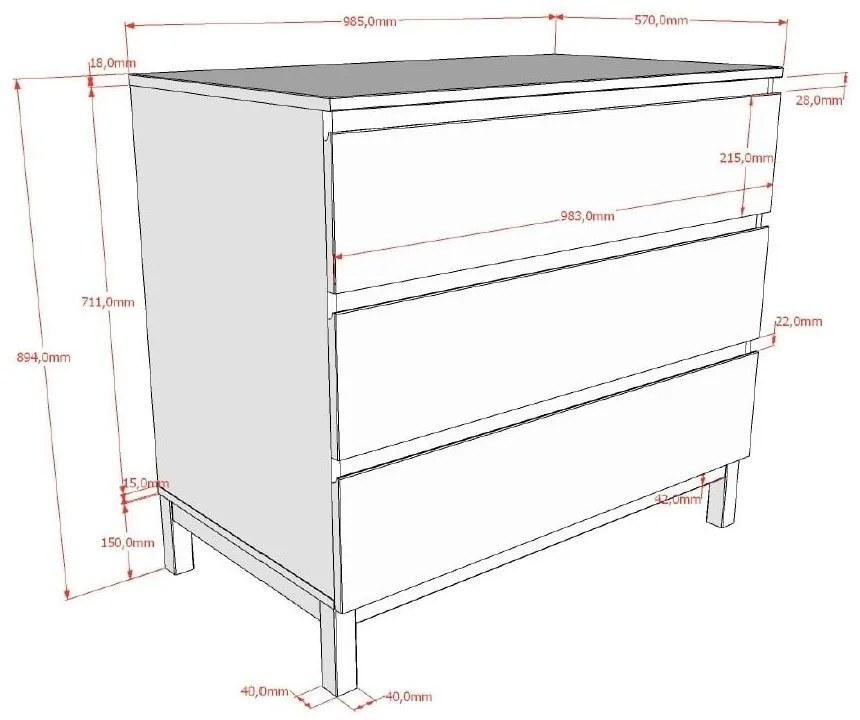 Bílá dětská komoda 99x89x57 cm Eva – Vipack