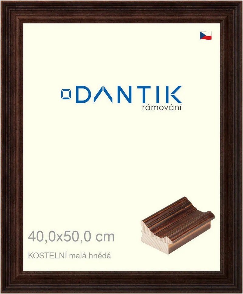 DANTIK rámeček 40x50 | KOSTELNÍ malá hnědá (Sklo Čiré)