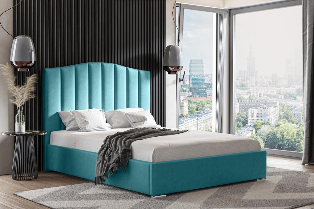 Eka Čalouněná postel MARGOT - Kronos 90x200 cm Barva látky: Smaragdová (19), Úložný prostor: S kovovým rámem úložného prostoru