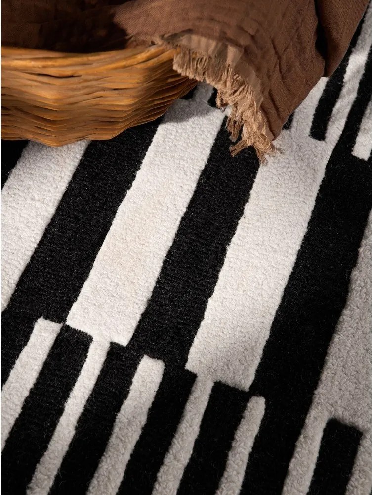 Černobílý ručně tkaný vlněný koberec 120x180 cm Stryve Pulse – Elle Decoration