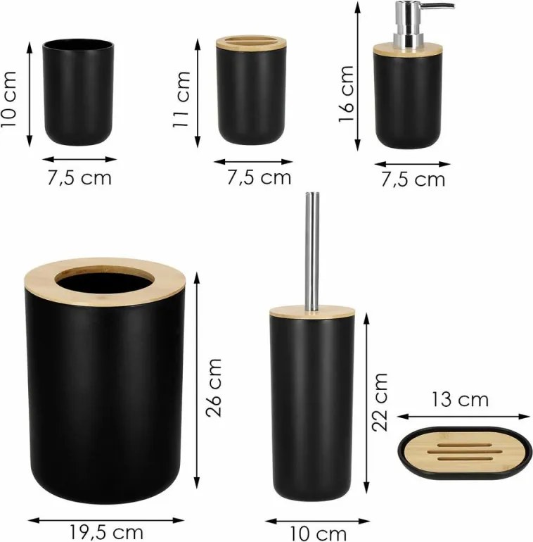 Koupelnový set 6v1 SPRINGOS HA5154 černý