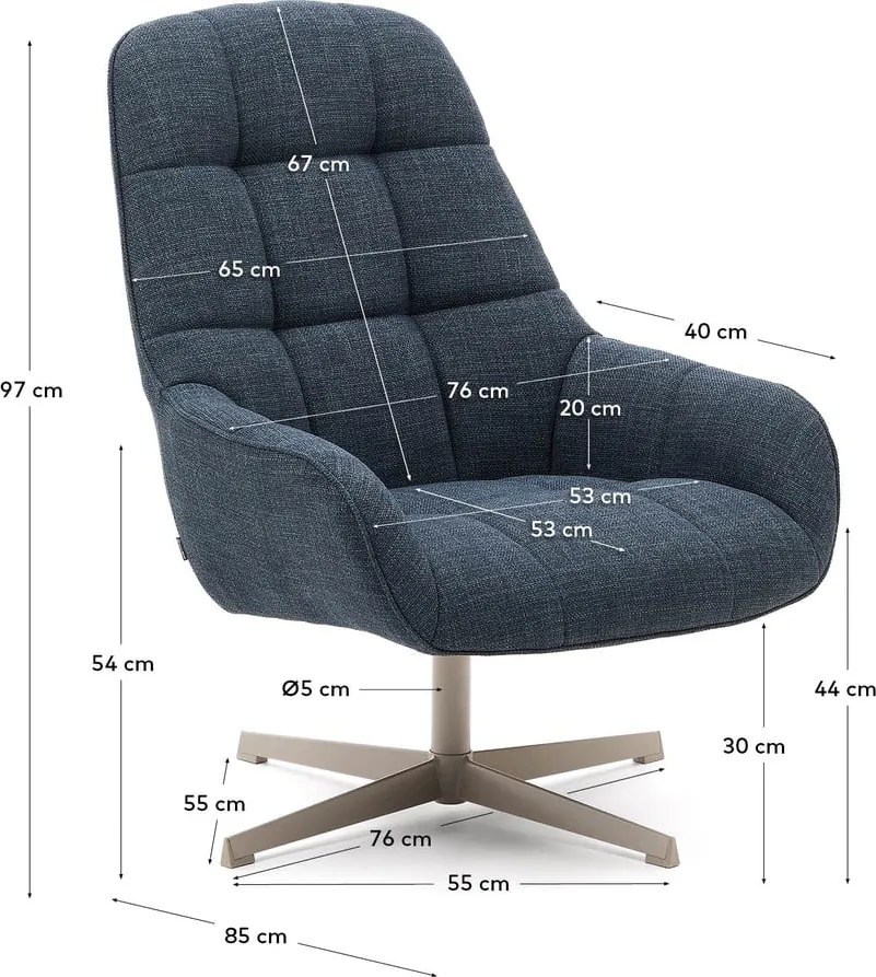 Otočné křeslo šedomodré Jaspe – Kave Home