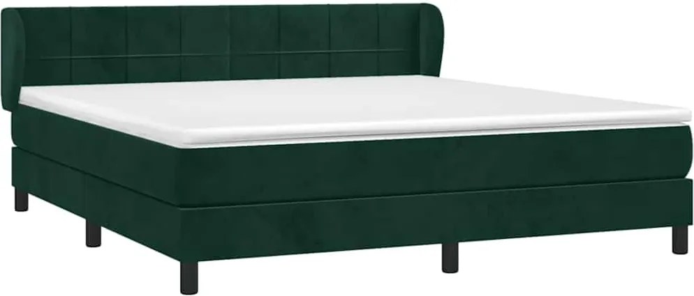 Box spring postel s matrací tmavě zelená 160x200 cm samet 3127502
