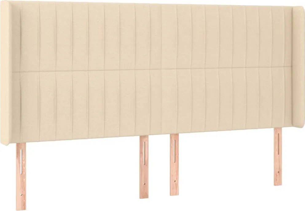 Čelo postele s LED krémové 203 x 16 x 118/128 cm textil 3124313