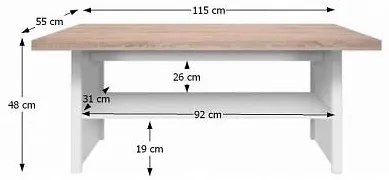 Konferenční stolek TOPTY, bílá / dub sonoma