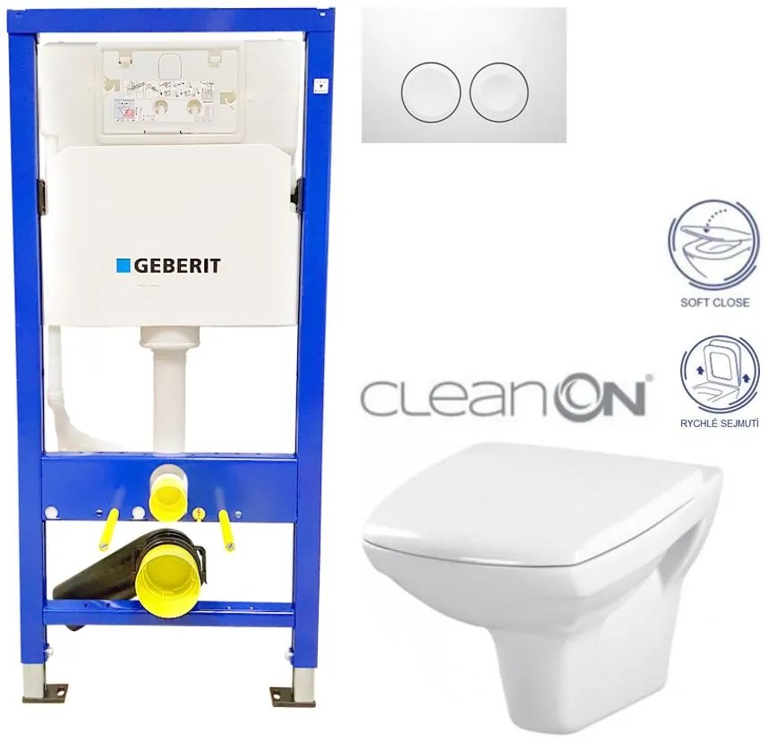 AKCE/SET/GEBERIT - SET Duofix Sada pro závěsné WC 458.103.00.1 + tlačítko DELTA21 bílé + WC CERSANIT CARINA CLEANON + SEDÁTKO 458.103.00.1 21BI CA2