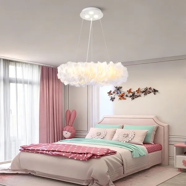 Brilagi - LED Lustr na lanku FEATHER 3xE27/40W/230V + 3xLED/3W pr. 50 cm bílá