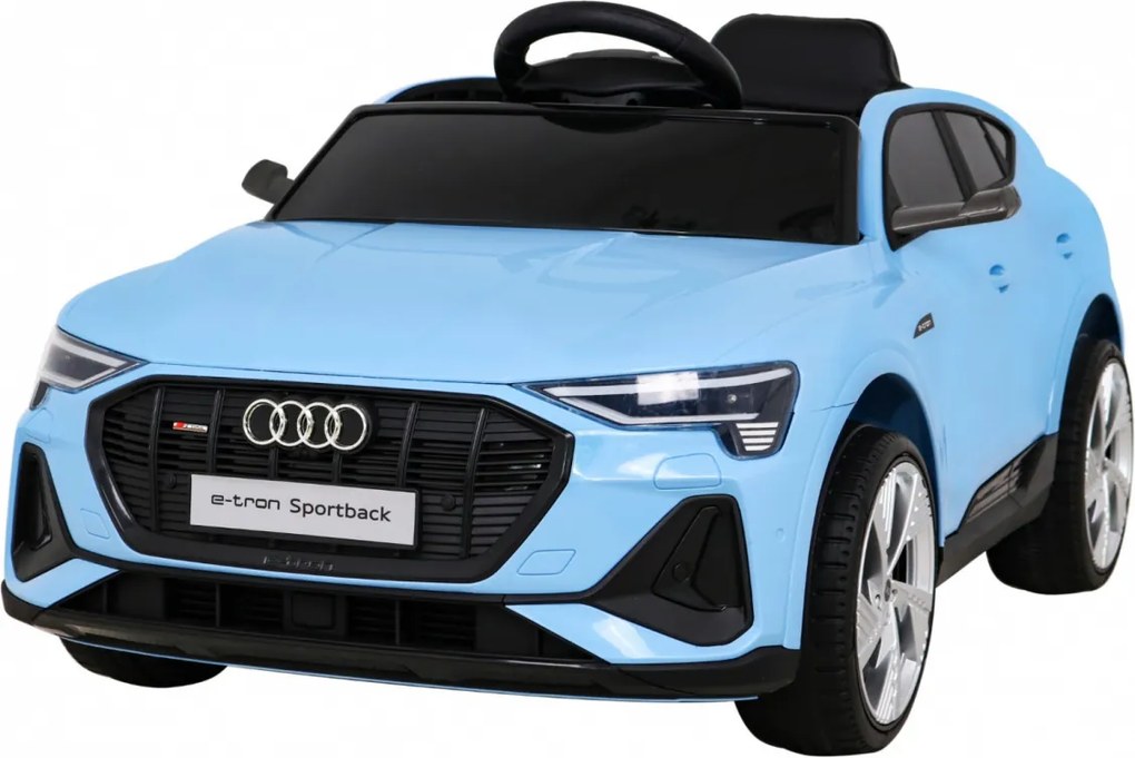 Ramiz Audi E-Tron Sportback pro děti modré + na dálkové ovládání + pohon 4x4 + pomalý start + rádio MP3 + LED
