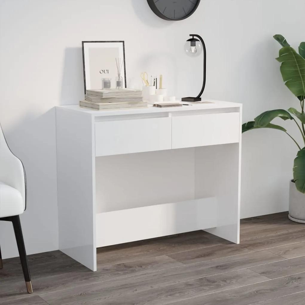 vidaXL Konzolový stolek bílý s vysokým leskem 89 x 41 x 76,5 cm ocel