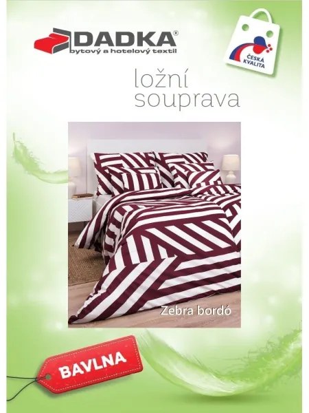 DADKA Povlečení bavlna Zebra bordó 140x220, 70x90 cm