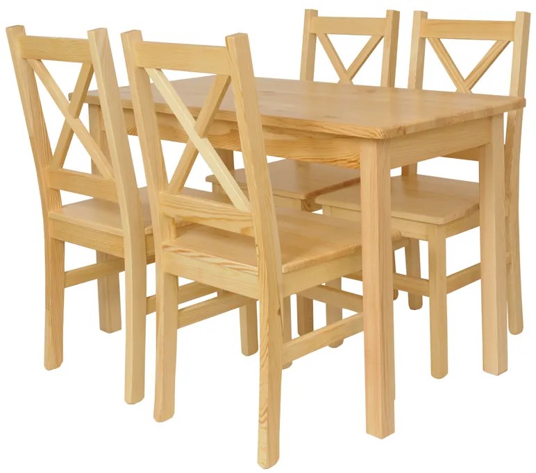 Via-nábytek Jídelní stůl se židlemi Komplet II Povrchová úprava: Borovice (bez laku)