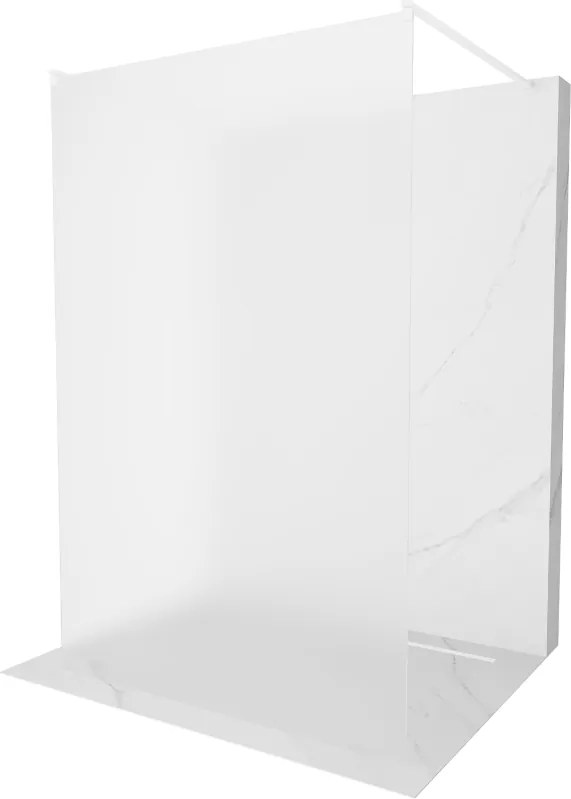Mexen Kioto, průchozí sprchová zástěna 100 x 200 cm, 8mm sklo námraza, 2x bílá stabilizační rozpěra, 800-100-002-20-30