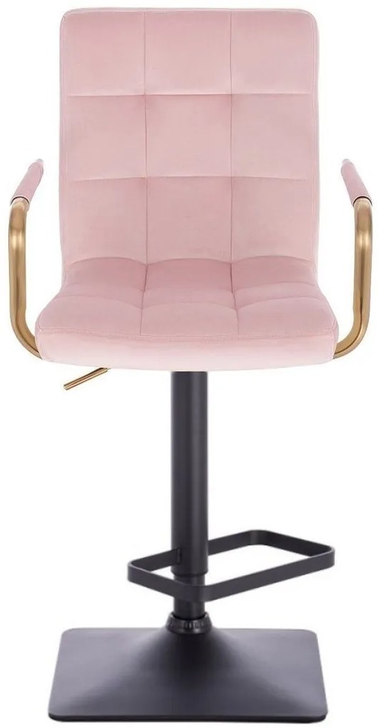 LuxuryForm Barová židle VERONA GOLD VELUR na černé hranaté základně - růžová